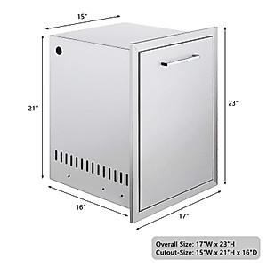 ROREP Built-in Propane Drawer, Pull-Out Propane Tank Drawer StoragePropane Drawer Stainless Steel, Propane Tank Drawer with Handle for Outdoor Kitchen BBQ Island