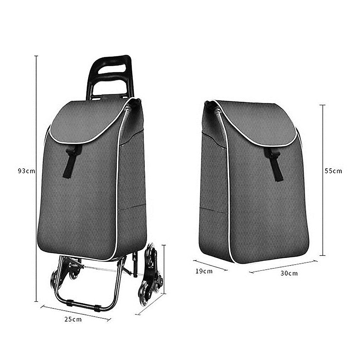 Shopping Trolley on Wheels Multi Function Shopping Cart Climb Stairs Collapsible Crystal Wheel Trolley Lever Car Luggage Cart Contains Cloth Bag Storage Hand Trucks,Coffee Color ,Shopping Troll