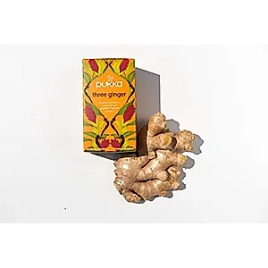 Pukka Three Ginger, Organic Herbal Tea With Turmeric & Galangal, Perfect for After Meals, 20 Count (3 Pack)
