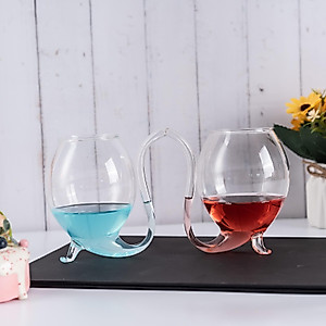 INTOWALK Vampire Wine Glass Cup With Built-in Straw Creative Fancy Fun Cocktail Glasses for Juice, Wine (300ml/10oz) - 2 Pack