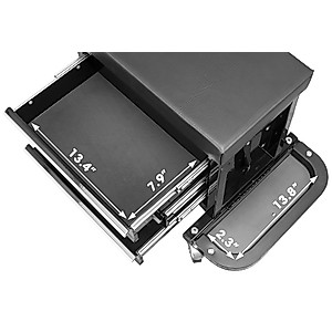 Torin APD2018B Rolling Tool Chest/Tool Box with 3 Drawers and Wheels, Padded Mechanic Stool Creeper Seat, Black