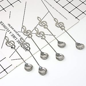 Honbay 6PCS Stainless Steel Coffee Spoons Musical Note Mixing Teaspoons Small Dessert Ice Cream Spoons for Home, School, Office or Restaurant (6.14")