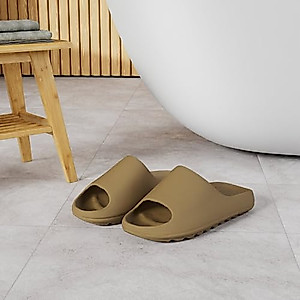Leisurely Pace Cloud Slides for Women Men Squishy Pillow Sandals Lightweight Shower Shoes Summer Slippers with Comfort Khaki 7-8 Women/5.5-6.5 Men