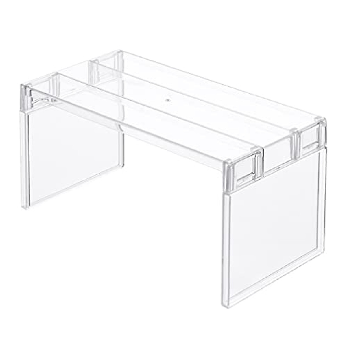1 Pack Detachable Plastic Refrigerator Organizer Shelf Multi-Purpose Storage Rack for Fridge Cabinet Cupboard Desktop, Clear