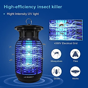 POWIFY Bug Zapper Outdoor, High Powered Mosquito Zapper Fly Zapper, Waterproof Mosquito Killer, Electric Insect Fly Traps for for Gnat, Moth, Flying Insect