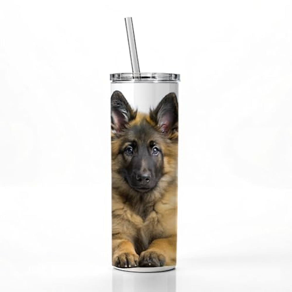 Belgian Tervuren Dog Puppy Photo Skinny Tumbler 20oz with Straw Insulated Water Bottle Gift