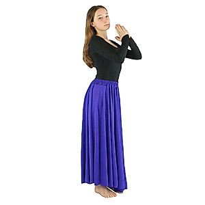 Danzcue Girls Long Full Circle Dance Skirt (S-M, Deep Purple)