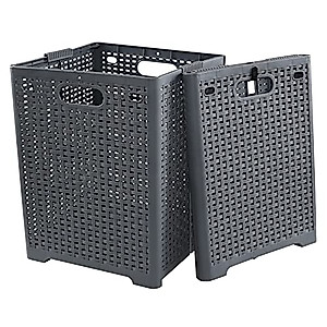 Sosody 40L Plastic Laundry Baskets, Collapsible Laundry Hampers, 2 Pack