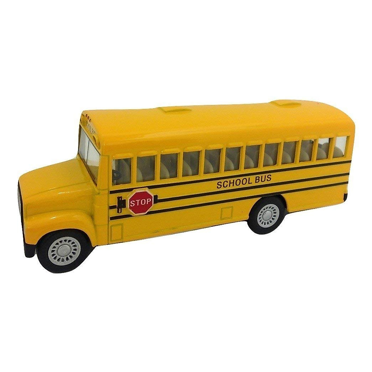 KiNSFUN 6 inch Long-Nose School Bus Die Cast Metal Model Toy Car w/Pullback Action