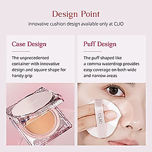 CLIO Kill Cover Mesh Glow Cushion Refill Included (15g*2, 4 GINGER) - Foundation Cushion, Korean Cushion, Glowy Skin Makeup