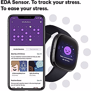 Fitbit Sense Advanced Smartwatch with Tools for Heart Health, Stress Management & Skin Temperature Trends, Carbon/Graphite, One Size (S & L Bands Included) (Renewed)