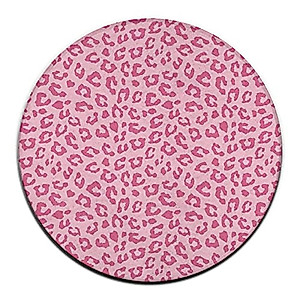 Luxury Soft Round Area Rug Home Decor for Bedroom Living Room Office, Pink Cheetah Leopard, Fashion Throw Rug Circle Carpet, 5ft Diameter
