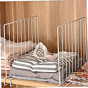 TOGEVAL Closet Dividers for Shelves Wardrobe Storage Shelf Wardrobe Divider Shelf Dividers Closet Shelf Organizer Hanger Organizer Shelves for Clothes Wardrobe Shelf Divider White Iron