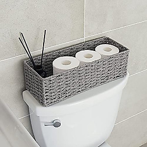 StorageWorks 2-pack Round Paper Rope Storage Baskets + 2-pack Bathroom Storage Organizer Basket
