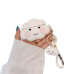 ComfyArt for Beats Studio Buds Cute Cloud with Lanyard Silicone Earphone Sleeve Shockproof Waterproof Protective Earphone Cover Case, White