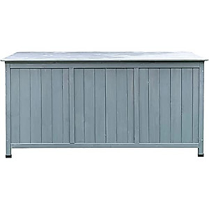 Hanover Wooden Outdoor Cushion Storage Box, Spacious Container for Patio Cushion Storage, Pool Supplies, and Throw Pillows in Grey, All-Weather 8 Cu. Ft. Capacity Outdoor Furniture Cushion Storage