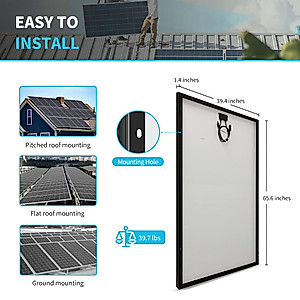 Renogy 4pcs Solar Panel Kit 320W 24V Monocrystalline On/Off Grid for RV Boat Shed Farm Home House Rooftop Residential Commercial House，4 Pieces