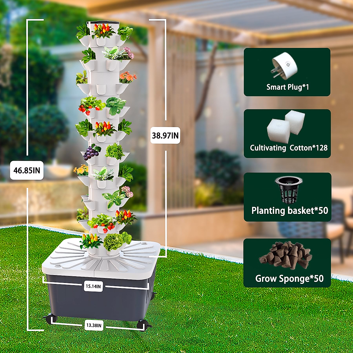 Sjzx Hydroponic Growing System(No Seedlings Included) | 50-Pod Hydroponic System | Outdoor Indoor Vertical Garden | Home Gardening System for Indoor Herbs and Vegetables | BPA-Free
