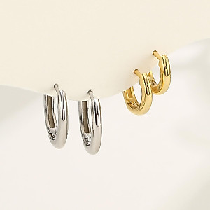 925 Sterling Silver 11.94X11mm Hoop Earring Setting French Lever Earring Hooks Wire Base Blank Drop Dangle Earrings Mounting for Women(Gold Color)