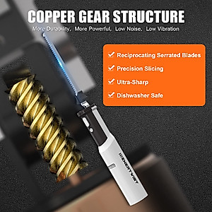 ENERTWIST Cordless Rechargeable Electric Knife 1S Quick Start One-Hand Operation with 4 Stainless Steel Blades and Safety Lock Button, Carving Bread, Meats, Turkey, Crafting Foam