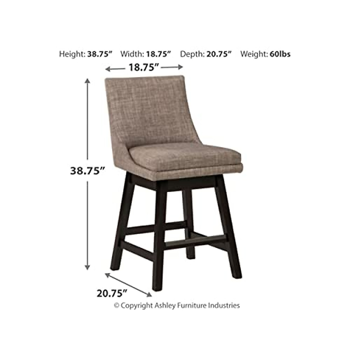 Signature Design by Ashley Tallenger 25" Upholstered Swivel Counter Height Barstool, 2 Count, Light Gray