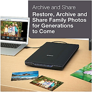 Epson Perfection V39 Color Photo & Document Scanner with Scan-To-Cloud & 4800 Optical Resolution, Black