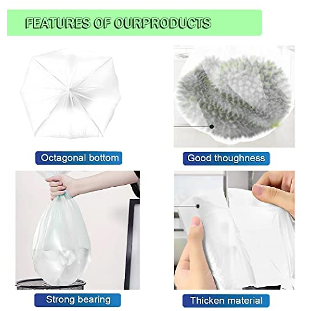 120 Counts Small Trash Bags, 1.2 Gallon Small Garbage Bags with Tear & Leak Resistant Biodegradable 5 Liter Mini Compostable Strong Bathroom Trash Bags, Recycling Eco-Friendly Trash Can Liner (white)