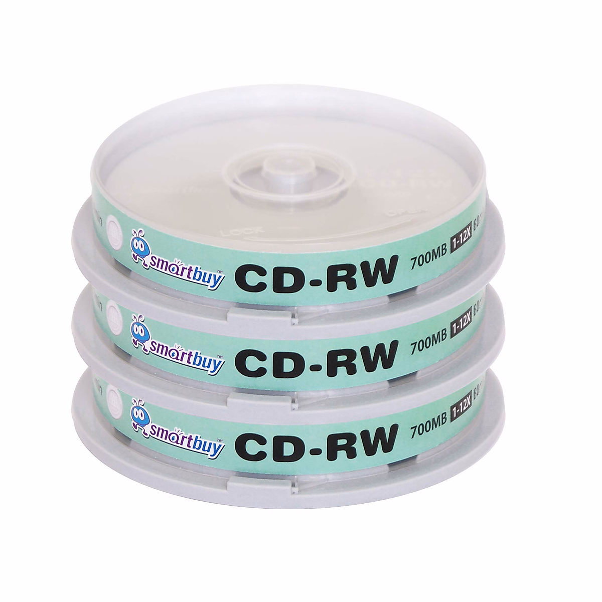 30 Pack Smartbuy CD-RW 1-12X 700MB/80Min High Speed Branded Logo Rewritable Blank Data Media Disc