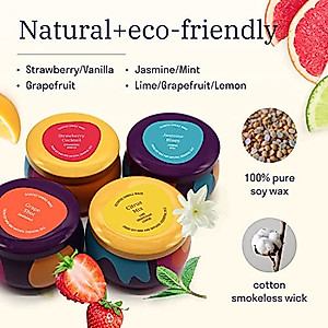 Scented Candles Gift Set from Soy Wax, 4 Packs of 4.4oz, Essential Oil, 120H Burning, for Relaxation, Aromatherapy, Ideal for Women, Birthday, Valentine's Day, Mother's Day, Candles for Home Ambient