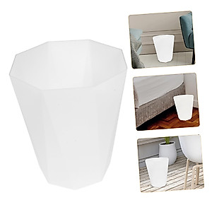 GARVALON 1pc uncovered Waste bin Small Trash can Trash bin for car Kitchen Waste bin Bathroom Garbage can Waste Container Plastic Waste Basket Trash Can Wastebasket Office White Button Mini
