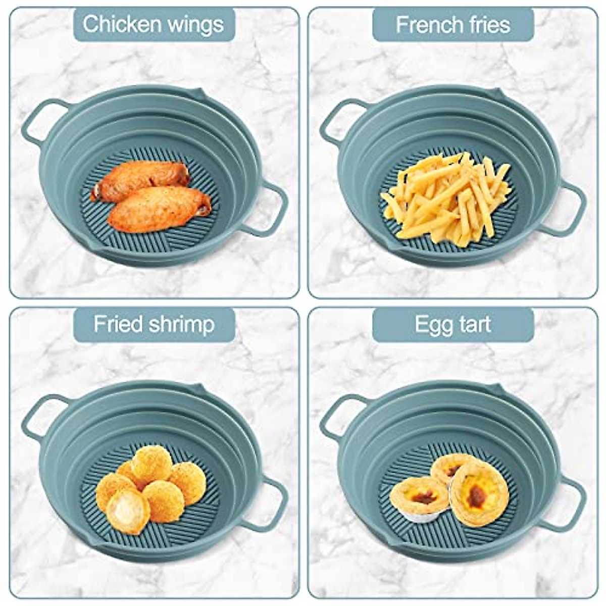 Air Fryer Silicone Liners 1-5 QT Air Fryer,Food Safe Air Fryer Silicone Pot Liner Foldable, Reusable Heat Resistant Non-stick Silicone Air Fryer Basket for Oven Air Fryer Accessories(7.5 Inch)