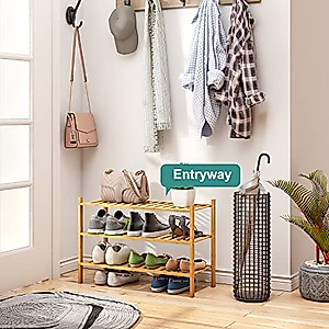 viewcare 3-Tier Free Standing Shoe Racks, Stackable | Beautiful | Natural | Functional | Sturdy, Bamboo Shoe Rack for Entryway Hallway Closet