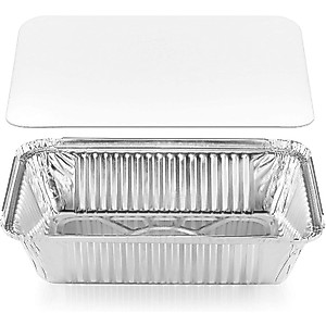 DecorRack 14 Aluminum Pan Disposable with Flat Board Lids, 2.25 Lb Heavy Duty Rectangular Tin Foil Pans, Perfect for Reheating Leftover Food, Baking, Roasting, Meal Prep, to-Go Containers (14 Pack)