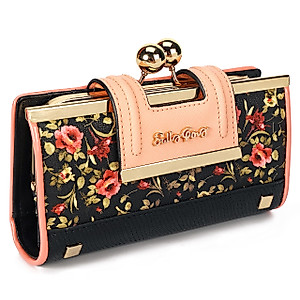 VNFIOEI Women Wallet Leather Large Capacity Women's Handbag Large Capacity Long Wallet, with 10-card slots and clips, and Zero Wallet with Buckle in the middle.