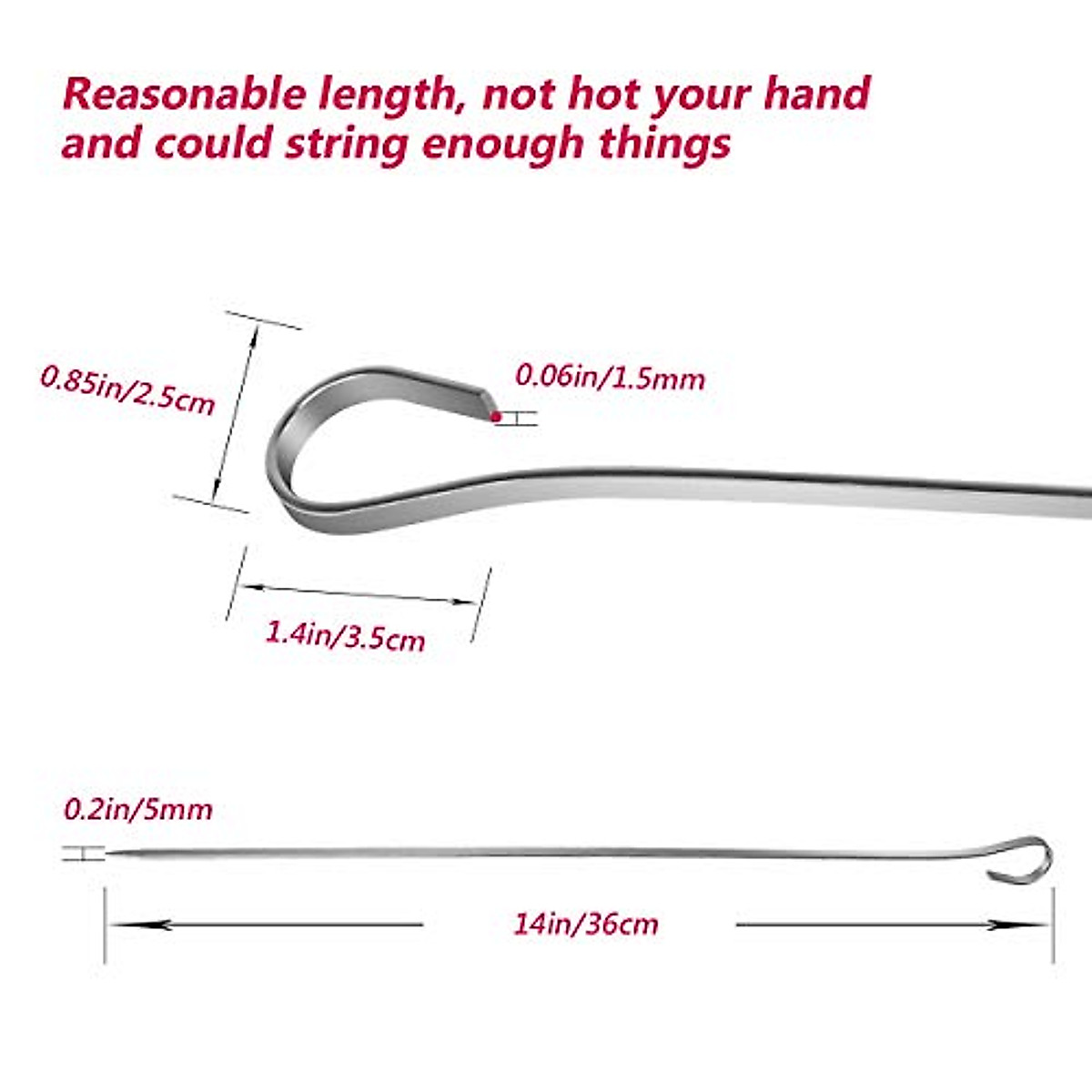 Stainless Steel Kabob Skewers 14", Luxiv 12 Pcs Metal BBQ Skewers Grilling Skewers Sets Reusable Outdoor Barbecue Skewers for Meat, Vegetables