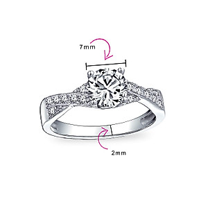 Bling Jewelry Personalized Round 2CT Solitaire AAA Cubic Zirconia Pave CZ Twist Criss Cross Infinity Engagement Ring For Women .925 Sterling Silver Customizable