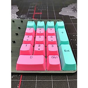 17 Keys Numeric Keypad Numpad Key Cap Number Pad PBT Doubleshot Backlit Keycaps OEM Height ANSI Layout for Cherry MX Switch Gaming 60% 87 104 108 Mechanical Keyboard (Miami NO.1)