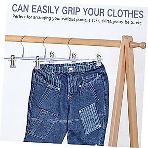 Alipis 5pcs Double Clip Skirt Pants Hanger Multifunctional Pants Rack Trousers Rack Trousers Rack Household Trousers Rack Trousers Rack No Trace Stainless Steel Blue Coat Hanger