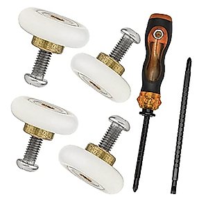 4 PCS Shower Door Rollers&1PCS Dual Purpose Telescopic Screwdriver，Roller Diameter 19/23/25/27mm, for The Bathroom Pan Glass Sliding Door Pulleys/Runners/Wheels,Stainless steel-4PCS (Pulley 19mm)