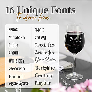 Personalized Wine Glass Engraved with Your Custom Text - Customized Gifts, Unique Birthday Gift, Bridesmaid Gift, Custom Gifts for Women or Men (17oz Stemmed)