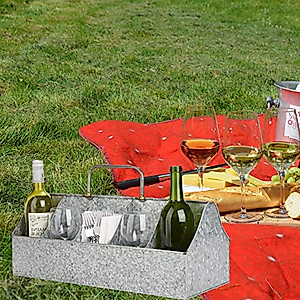 Mind Reader ICAD5-SIL Iron 5 Caddy with Cut Out Handle, Barnyard Vintage Designed Storage Bin, Silver 10 Compartment