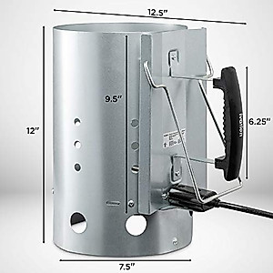 Ivation Electric Chimney Charcoal Starter, Portable Electronic Plug-in Firestarter for BBQ, Coal, Charcoal & Briquettes - No Matches or Lighters | Steel Caddy, Heat Shield & Wooden Stay-Cool