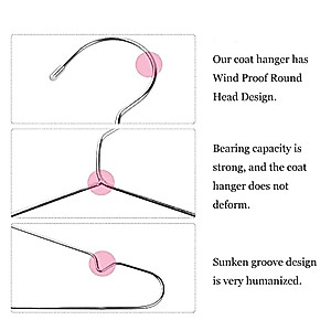Decohomeforu 10 Pack Stainless Steel 15.75 Inches Clothes Hangers Coat Hangers, Strong Heavy Duty Stainless Steel Hangers, Ultra Thin Space Saving Clothes Hangers, Durable Slim Sleek Silver Hangers