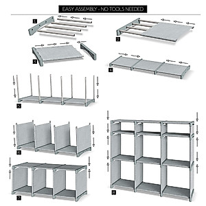 9 Cube Organizer | Set of Storage Cubes Included | DIY Closet Organizer Bins | Cube Organizers and Storage Shelves Unit | Closet Organizer for Bedroom, Playroom, Livingroom, Office, Dorm (Grey)