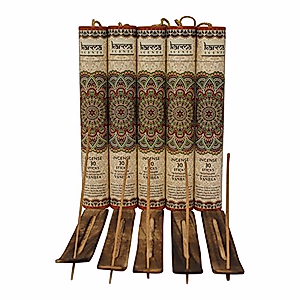 Karma Scents Premium Vanilla Incense Sticks, 5 Set Gift Pack with a Free Holder in Each Box. Includes 150 Sticks and Five Incense Burners | Perfect for Home Decor and Gifts.