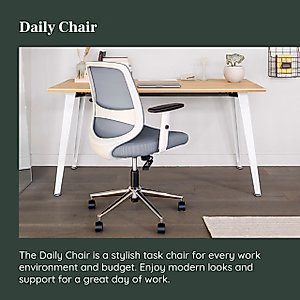Branch Daily Chair - Computer Office Chair with Swivel, Lumbar Rest, and Adjustable Armrests - Sustainable, Stylish Mesh, & Adjustable Armrests - Comfortable Seating for Improved Posture - Slate