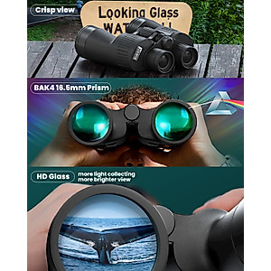 7x50 HD Binoculars High Powered, Large View Binoculars with Clear Low Light Vision-Binoculars for Bird Watching Cruise Travel, Night Vision Binoculars and Waterproof Compact Binoculars for Adults