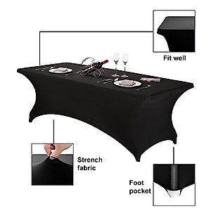 FORLIFE Spandex Table Covers 8ft，Fitted Tablecloth for 8ft Rectangular Tables, Stretch Patio Table Covers, Universal Spandex Table Cover for Wedding, Banquet, Party (8ft, Black)