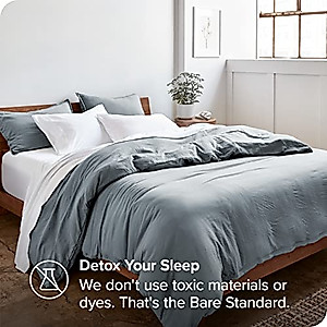 Bare Home Sandwashed Duvet Cover Queen Size - Premium 1800 Collection Duvet Set - Cooling Duvet Cover - Super Soft Duvet Covers (Queen, Sandwashed Dusty Blue)