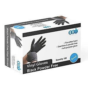 EDI Disposable Vinyl Gloves Large, 100 pcs (Black)